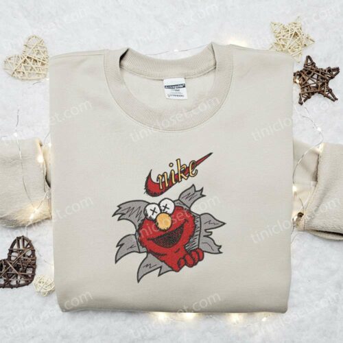 Elmo x Swoosh Cartoon Embroidered Sweatshirt, Nike Inspired Embroidered ...