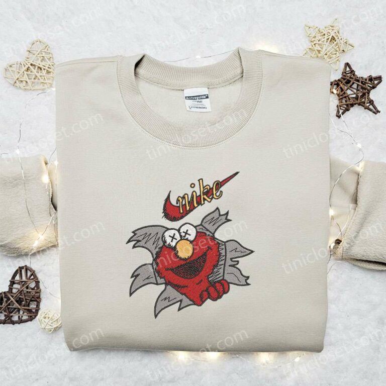 Elmo x Swoosh Cartoon Embroidered Sweatshirt, Nike Inspired Embroidered ...