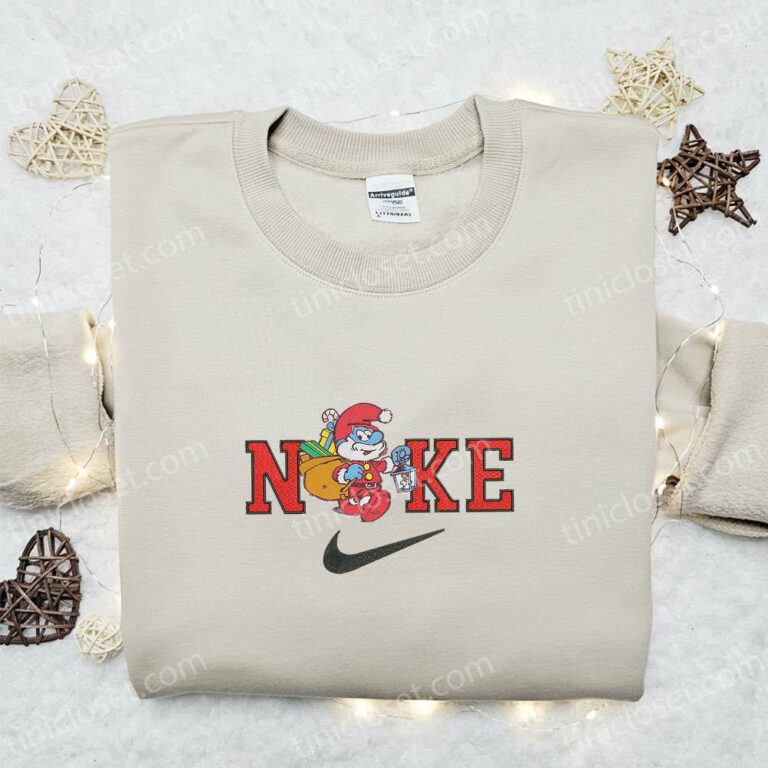 Papa Grumpy Smurf x Nike Christmas Embroidered Sweatshirt, Merry ...