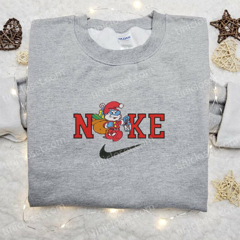 Papa Grumpy Smurf x Nike Christmas Embroidered Sweatshirt, Merry ...