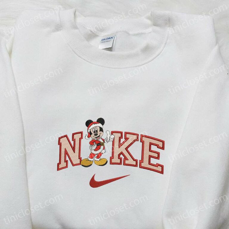 Nike x Mickey Mouse Santa Embroidered Sweatshirt, Disney Embroidered ...
