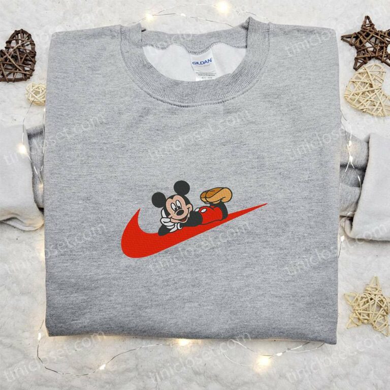 Swoosh x Mickey Mouse Embroidered Sweatshirt, Disney Embroidered Shirt ...