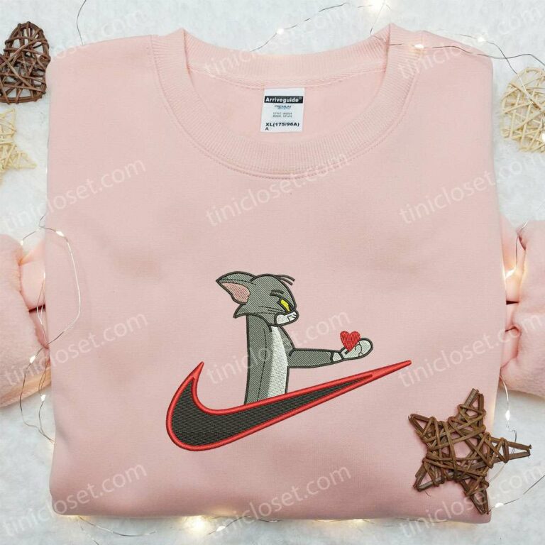 Tom Give Heart x Swoosh Embroidered Sweatshirt, Tom and Jerry Cartoon ...