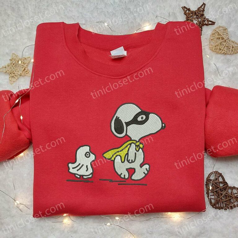 Super Snoopy Embroidered T-shirt, Peanuts Cartoon Embroiderd Hoodie ...