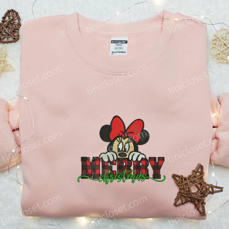 Minnie Mouse Merry Christmas Plaid Embroidered Shirt, Disney Characters ...