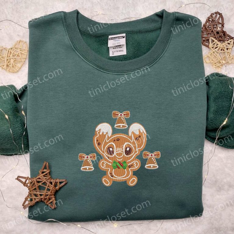 Stitch Gingerbread Embroidered Shirt, Disney Characters Embroidered ...