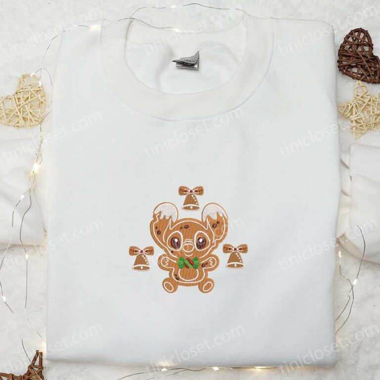 Stitch Gingerbread Embroidered Shirt, Disney Characters Embroidered ...