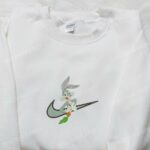 Bugs Bunny Eating Carrot x Nike Swoosh Embroidered Shirt, Disney Looney ...