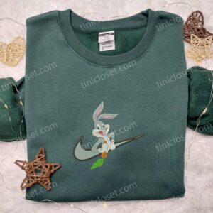Bugs Bunny Eating Carrot x Nike Swoosh Embroidered Shirt, Disney Looney ...