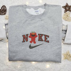 Elmo Muppet x Nike Embroidered Shirt, Sesame Street Cartoon Embroidered ...