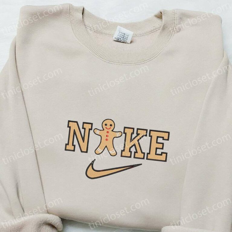 Gingerbread Man x Nike Embroidered Shirt, Christmas Embroidered Hoodie ...