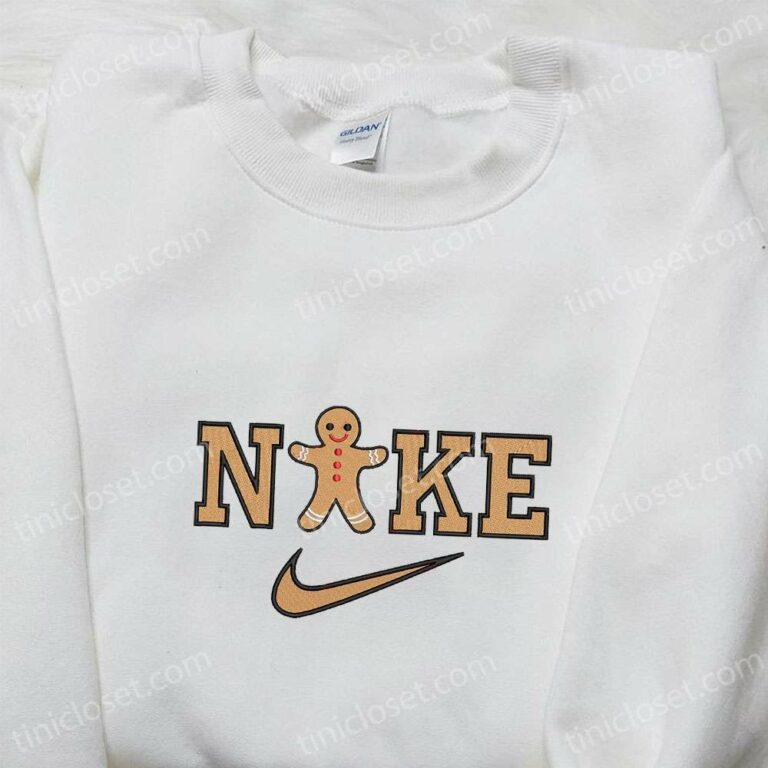 Gingerbread Man x Nike Embroidered Shirt, Christmas Embroidered Hoodie ...