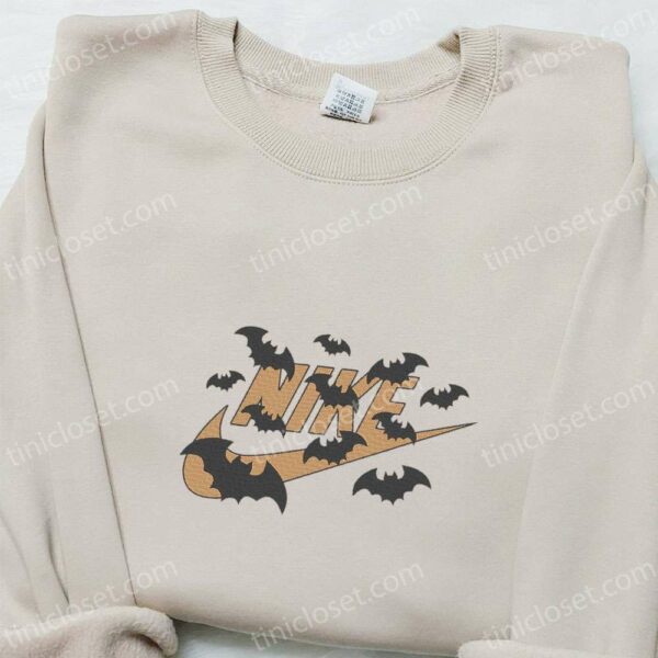 Nike Logo Halloween Bats Embroidered Shirt, Halloween Embroidered ...