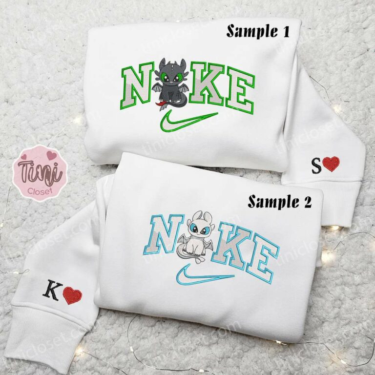 Chibi Toothless And Light Fury x Nike Couple Embroidered Shirt, How To ...