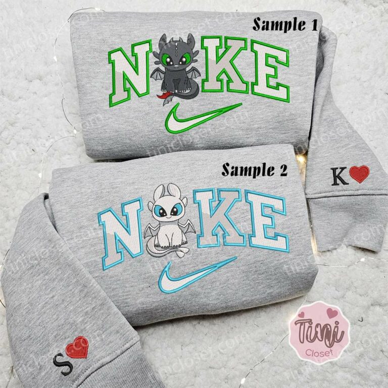 Chibi Toothless And Light Fury x Nike Couple Embroidered Shirt, How To ...