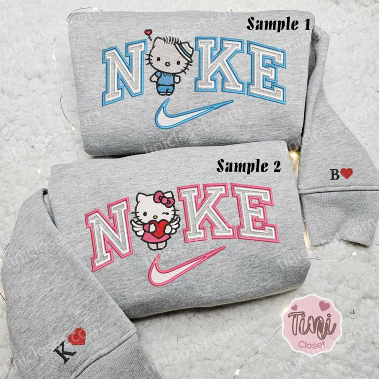 Hello Kitty and Dear Daniel x Nike Couple Embroidered Shirt, Cartoon ...
