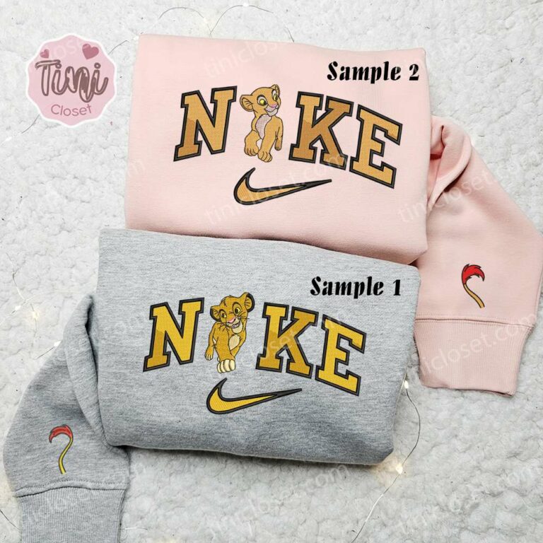 Simba And Nala x Nike Couple Embroidered Shirt, Disney The Lion King ...