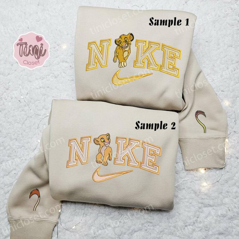 Simba And Nala x Nike Couple Embroidered Shirt, Disney The Lion King ...