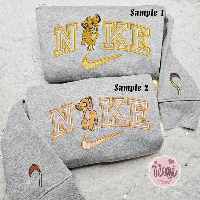 Simba And Nala x Nike Couple Embroidered Shirt, Disney The Lion King ...