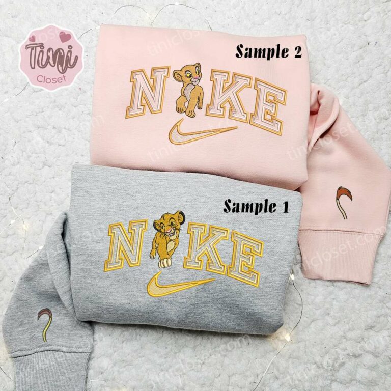 Simba And Nala x Nike Couple Embroidered Shirt, Disney The Lion King ...