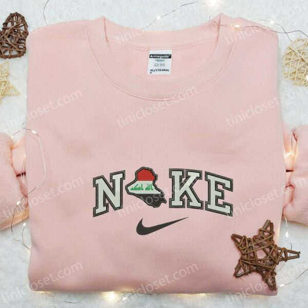 Iraq Map x Nike Embroidered Shirt, Nike Inspired Embroidered Hoodie ...