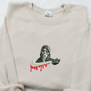Scream Ghostface x Nike Swoosh Embroidered Shirt, Horror Movie ...