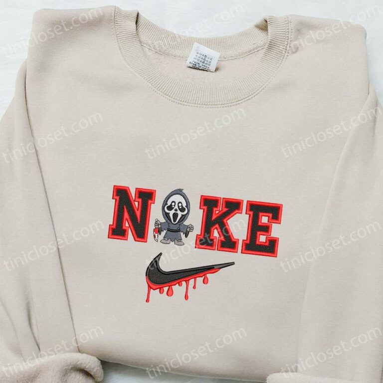 Ghostface Chibi x Nike Embroidered Shirt, Horror Movie Embroidered ...
