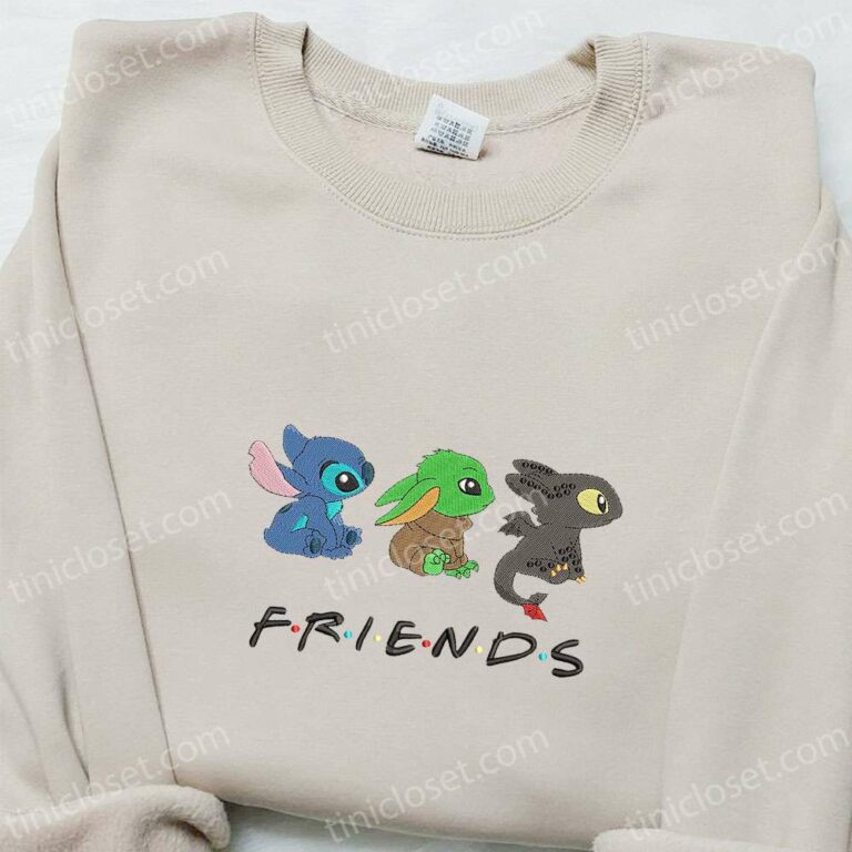 Stitch Baby Yoda And Toothless Friends Trio Embroidered Shirt, Cartoon ...