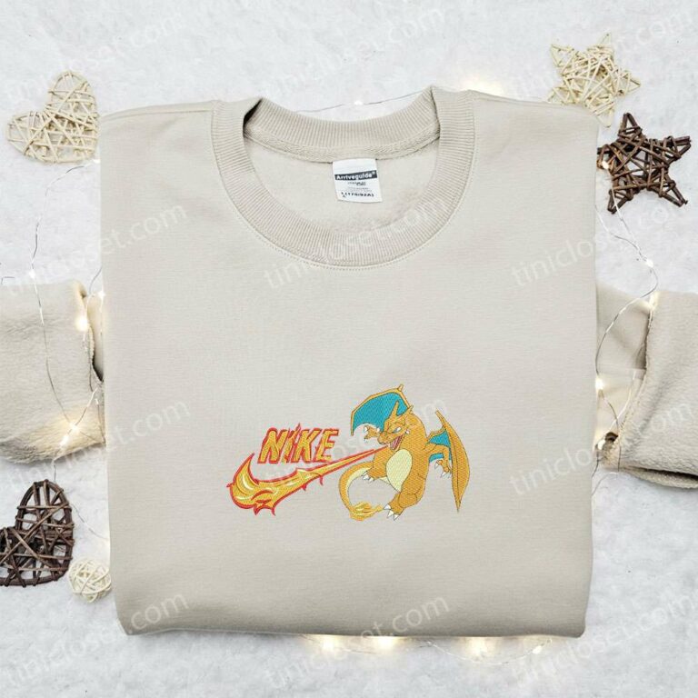 Charizard Fire x Nike Embroidered Shirt, Pokemon Anime Embroidered ...