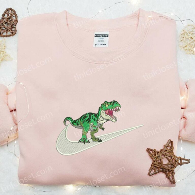Dinosaur x Nike Swoosh Embroidered Shirt, Animal Embroidered Hoodie ...