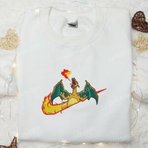 Charizard Fire x Nike Swoosh Embroidered Shirt, Pokemon Anime ...