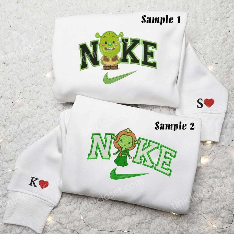Shrek and Fiona Chibi Embroidered Couples Shirts - Small Gifts Great Love