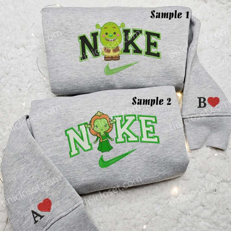 Shrek and Fiona Chibi Embroidered Couples Shirts - Small Gifts Great Love