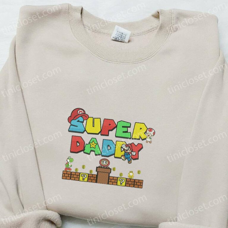 Super Daddy Mario Father's Day Embroidered Shirt - Small Gifts Great Love