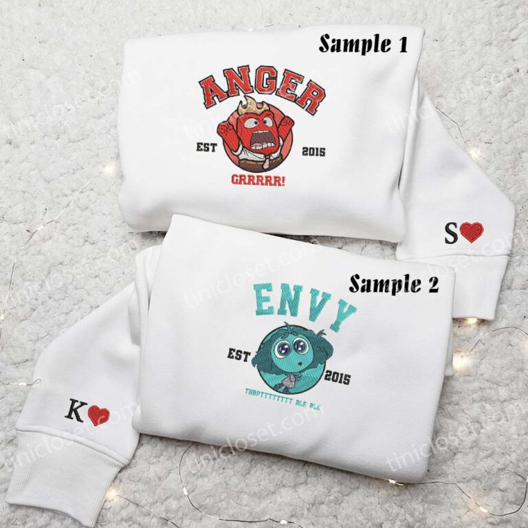 Envy And Anger Disney Inside Out Embroidered Couples Shirts - Small ...