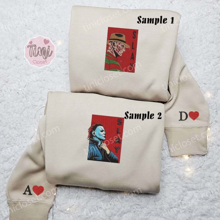 Freddy Krueger And Michael Myers Slay Halloween Embroidered Couples ...
