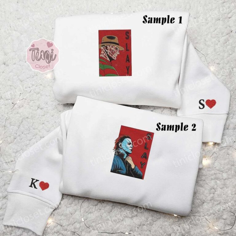 Freddy Krueger And Michael Myers Slay Halloween Embroidered Couples ...
