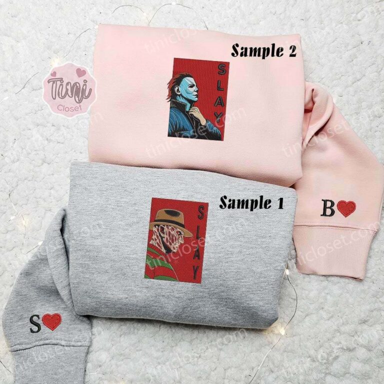 Freddy Krueger And Michael Myers Slay Halloween Embroidered Couples ...